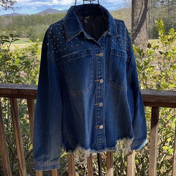 Cato | Jackets & Coats | New Denim Embellished Distressed Jacket | Poshmark